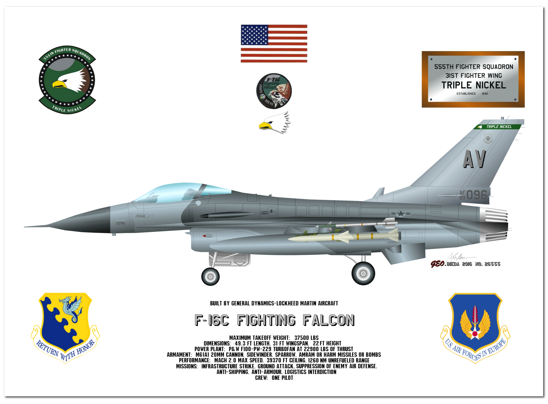 F16 Jet Drawing